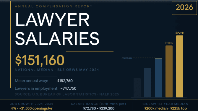 Average Lawyer Salary 2026: BLS Data by State, Practice Area & Experience